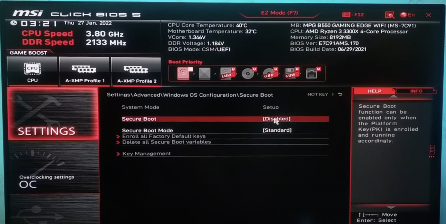 Secure Boot Can Be Enabled When System In User Mode Solved
